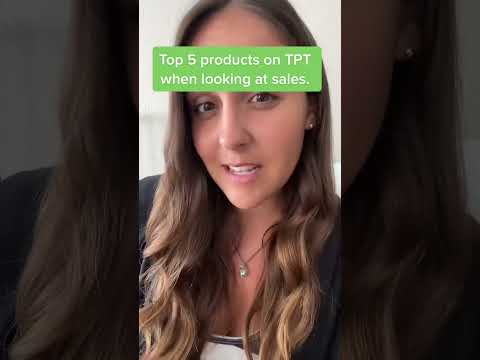 My Teachers Pay Teachers sales numbers after 1 year of selling. Top 5 products with the most sales.