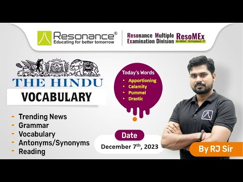 The Hindu Vocabulary | Vocab, Grammar, Antonyms/Synonyms, Reading| RJ Sir | #resomex #thehinduvocab