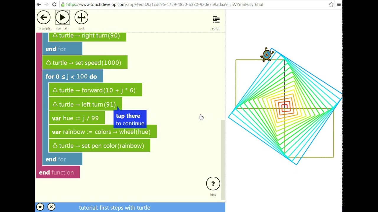 first steps with turtle 2/2 (touch develop)