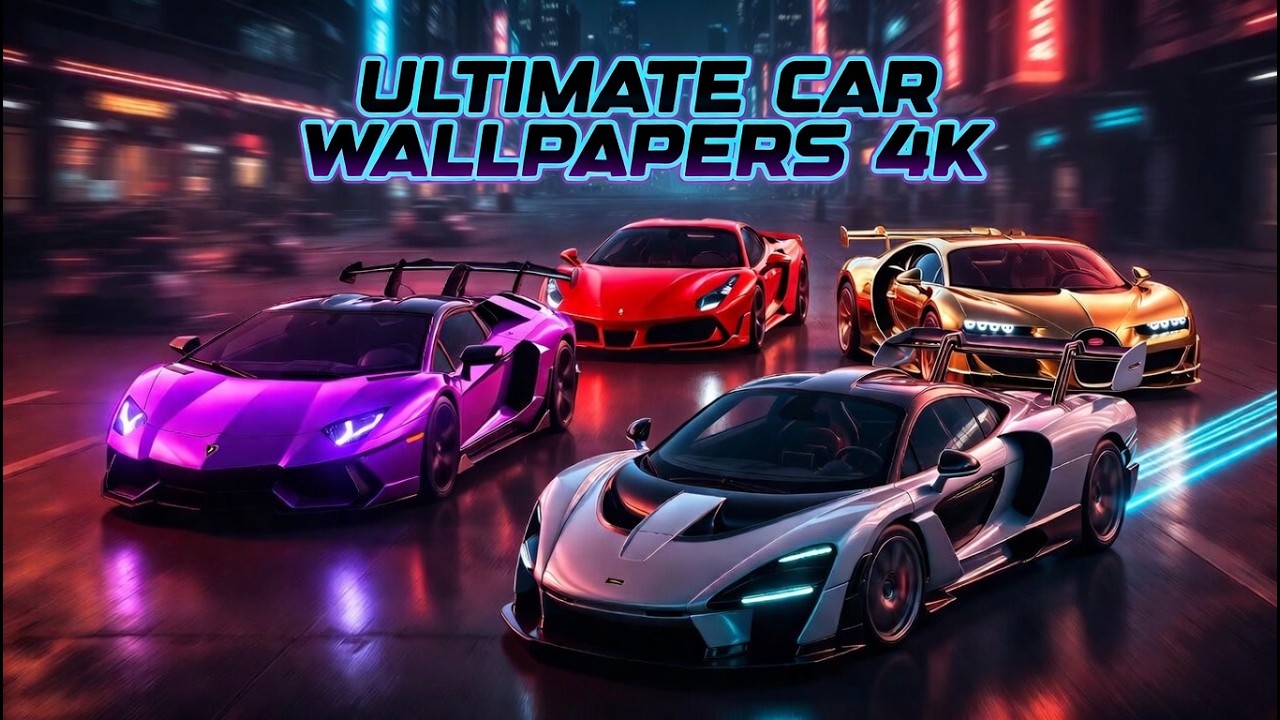 Legendary Supercars in Neon Cyberpunk City | Lamborghini Ferrari Bugatti McLaren 4K #livewallpaper