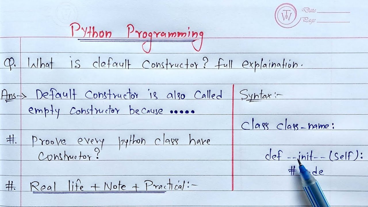 Default Constructor in Python | Learn Coding