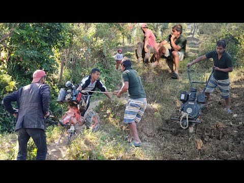 Plowing a Hillside Field with a Small Tractor | Hard working youth | Local Life10