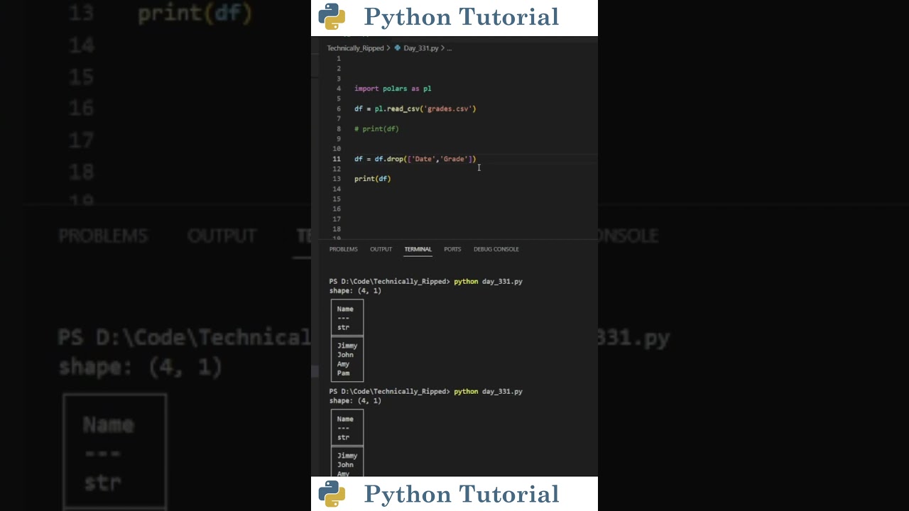 Dropping Columns In Polars Dataframe | Python Tutorial