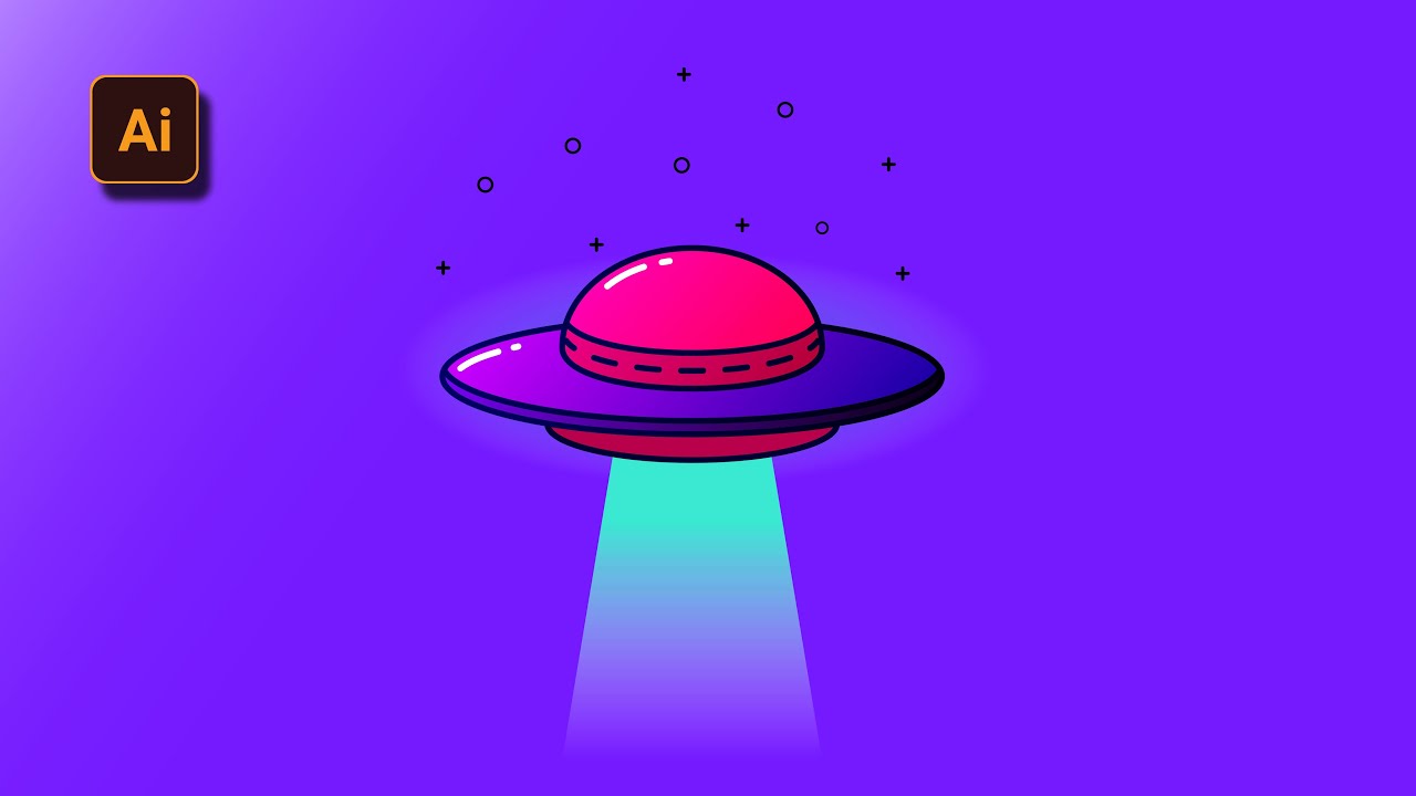 Simple Alien Spaceship Vector Illustration - Adobe Illustrator Turorial