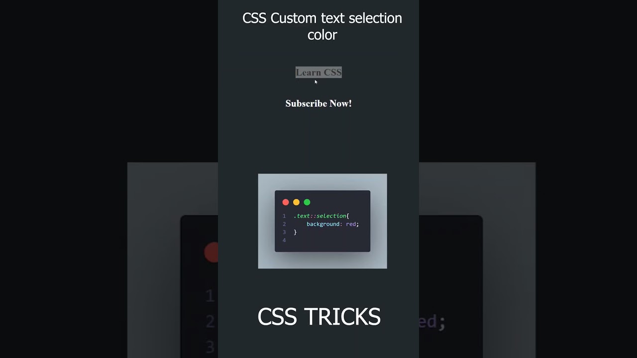 CSS TRICK : Custom text selection color #shorts #css #learncss #cssforbeginners