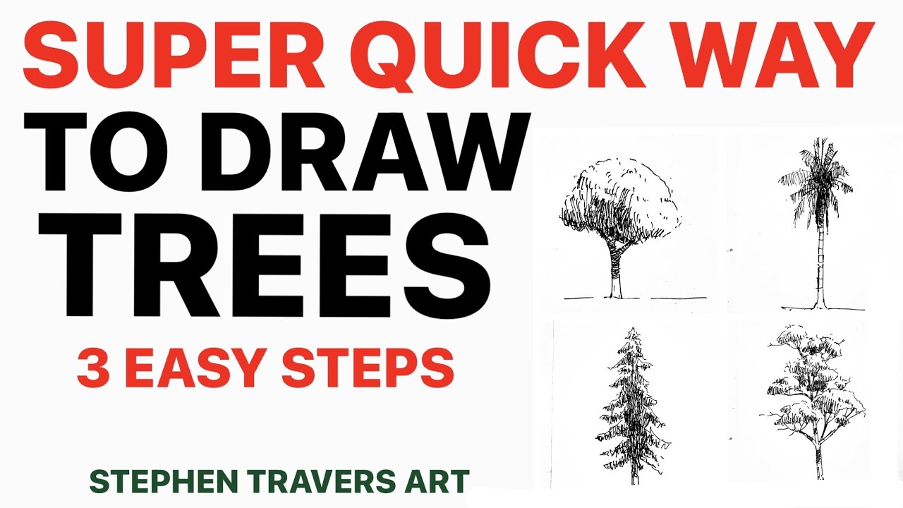 Draw a Real Looking Tree in 3 Minutes! - 3 Easy Steps