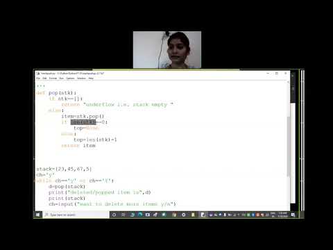 pop & peek function in stack in python by Monika, PGT(CS)
