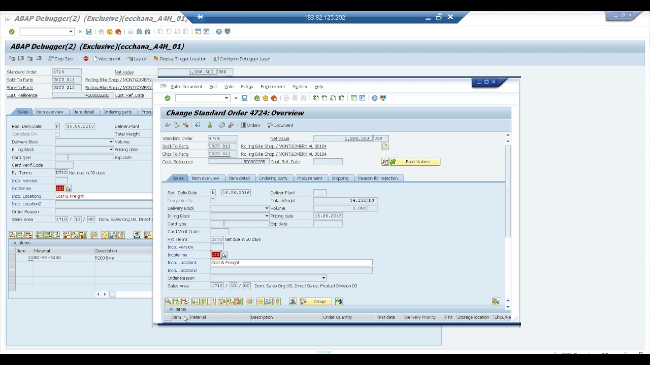 Video 6 - Debugging Standard Transaction VA02(Identify the error, watchpoint & screen field changes)