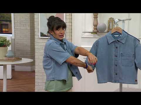 Peace Love World Short-Sleeve Denim Jacket on QVC
