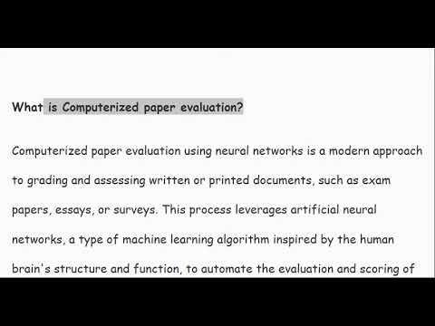 What is Computerized paper evaluation? Computerized paper evaluation explained