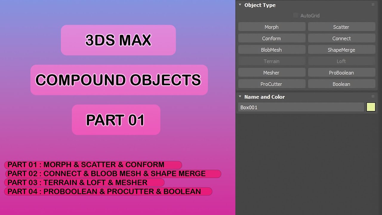 3DS Max - Compound Objects (Morph & Scatter & Conform)Part01