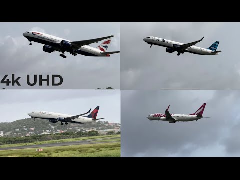 RUSH HOUR! Hewanorra International Airport (TLPL) takeoff compilation