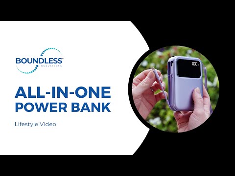Boundless All-In-One Power Bank w/AC Plug, Built-In Cables, USB & Type-C Ports