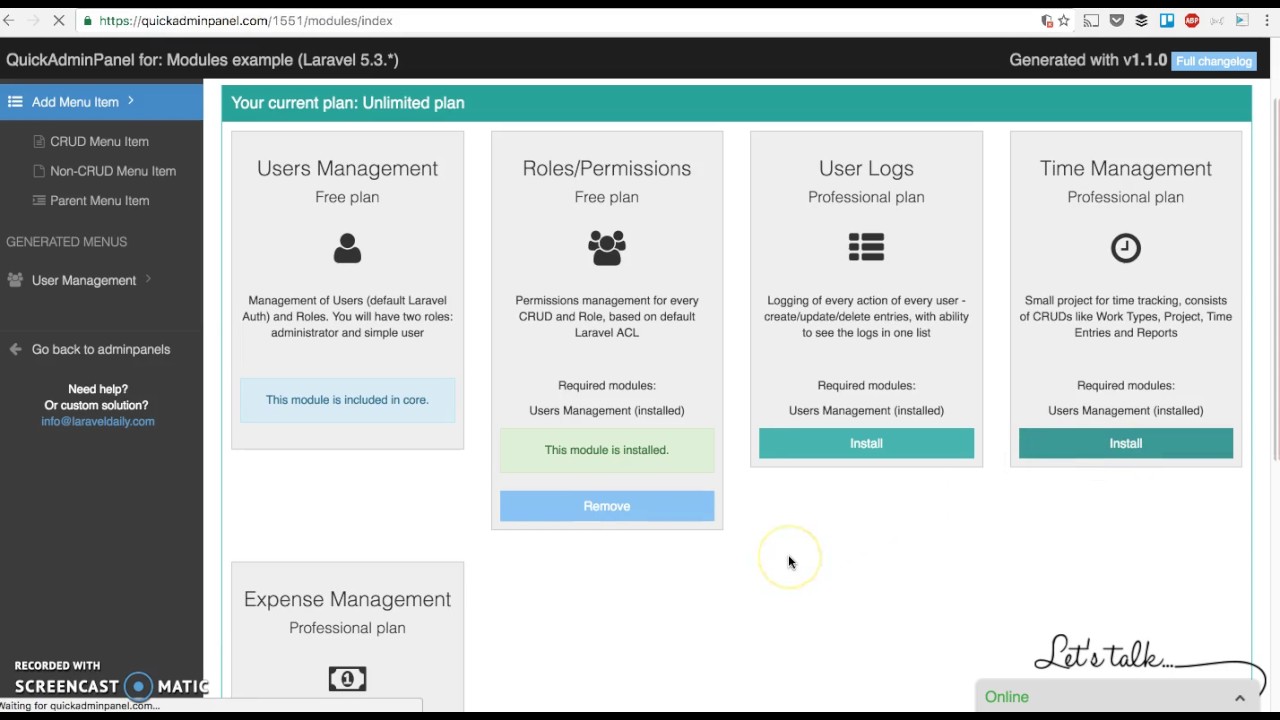NEW in QuickAdmin: Modules