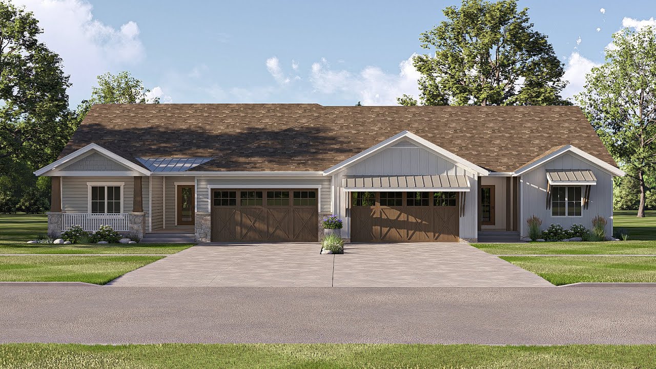 Ranch Style House Plan - Webster Duplex - HPC 34009