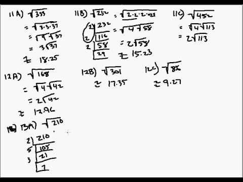 Square Root Worksheet Solutions 11 15