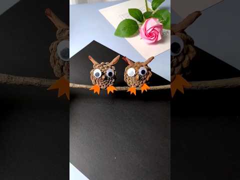 I picked up two pine cones and made a cute owl #kindergarten #handmade #handmade #diy #parentchild