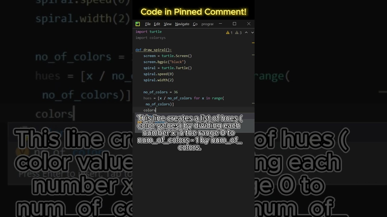 Mesmerizing Python Turtle Spiral | Colorful Coding Art | Python Programming for Beginners!