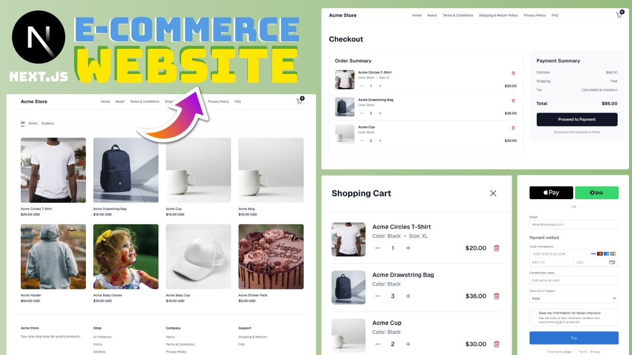 Build a Next js Ecommerce Website using Next.js, TypeScript, Tailwind CSS and Stripe
