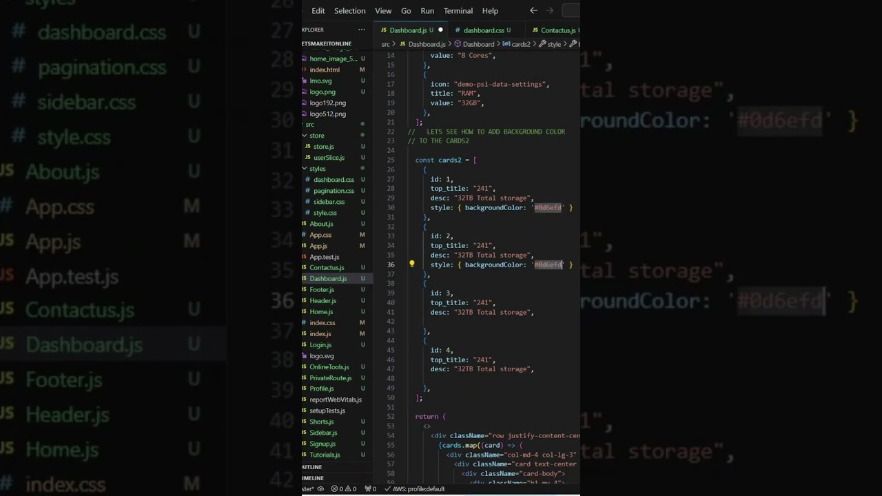 How to Style Cards in ReactJS Dynamically Using JSON Object Array and Bootstrap 5 #reactjs