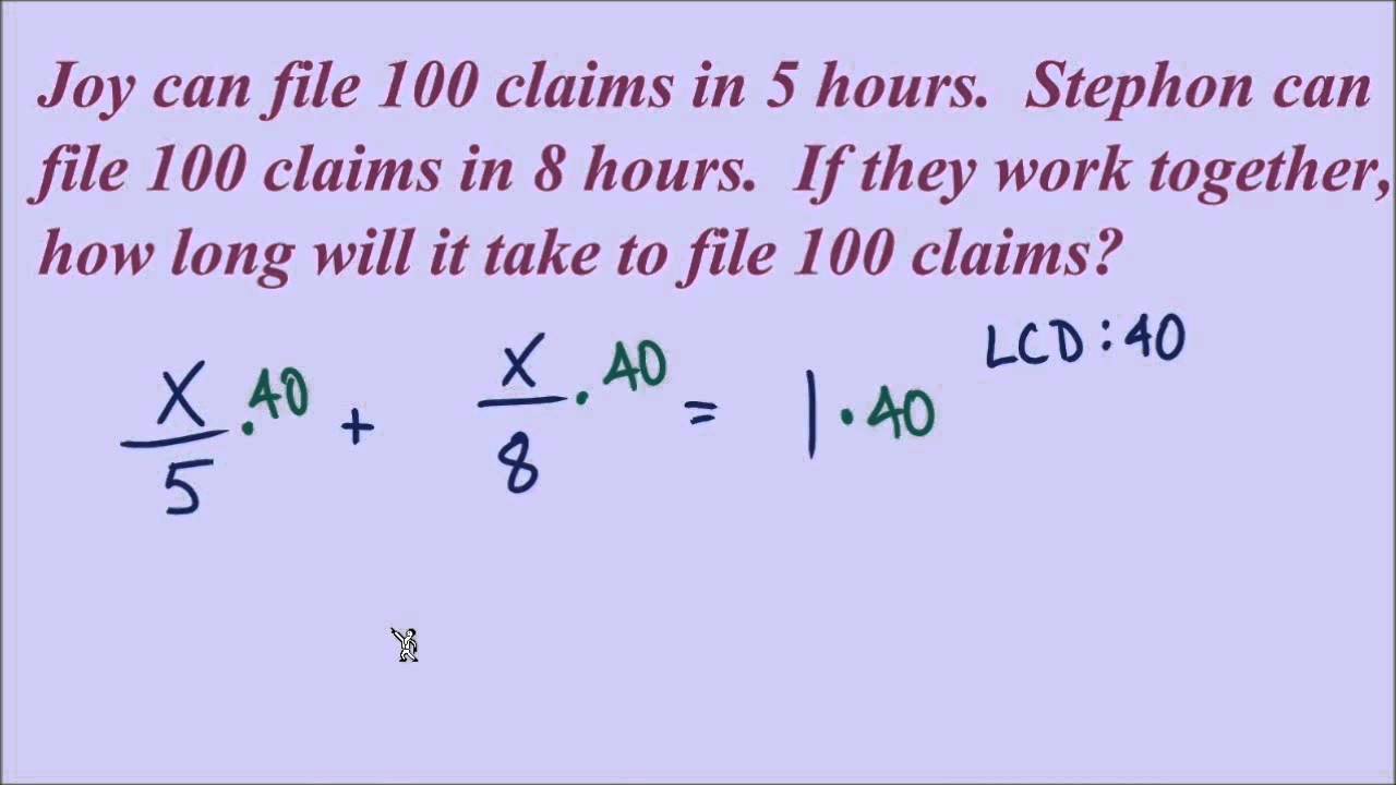 Rational Equations: Applications -- Work
