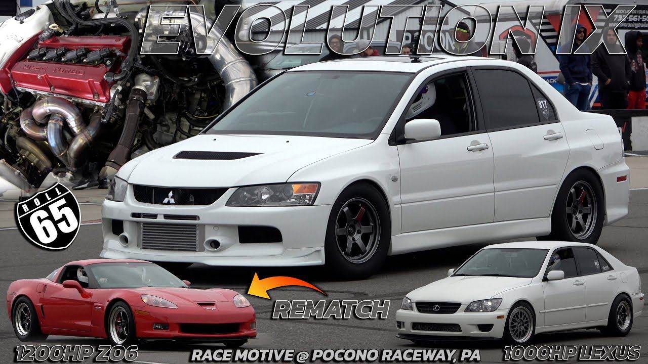 Mitsubishi Lancer Evo Races 1,200-hp Corvette and 1,000-HP Lexus ...
