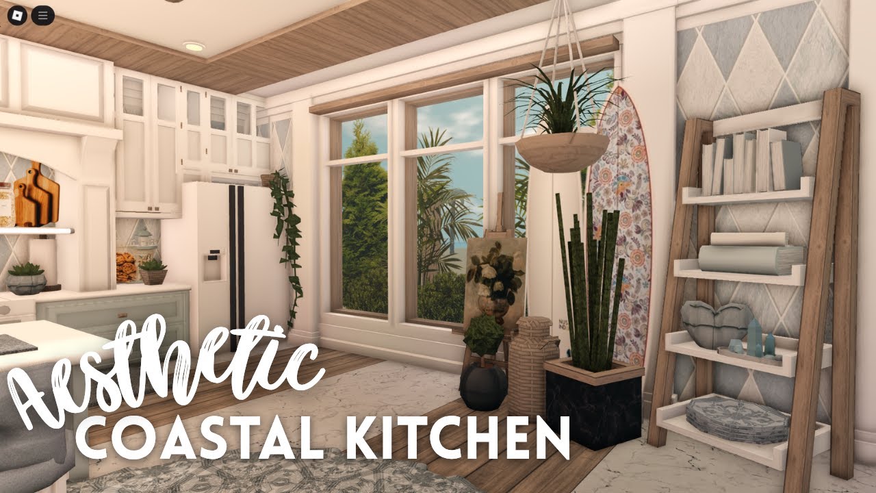 [ bloxburg build ] 🐚 aesthetic coastal kitchen idea!