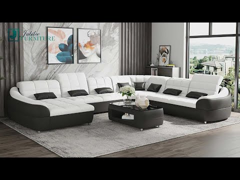 Aumin Modern Leather Sectional with Chaise | Jubilee Furniture