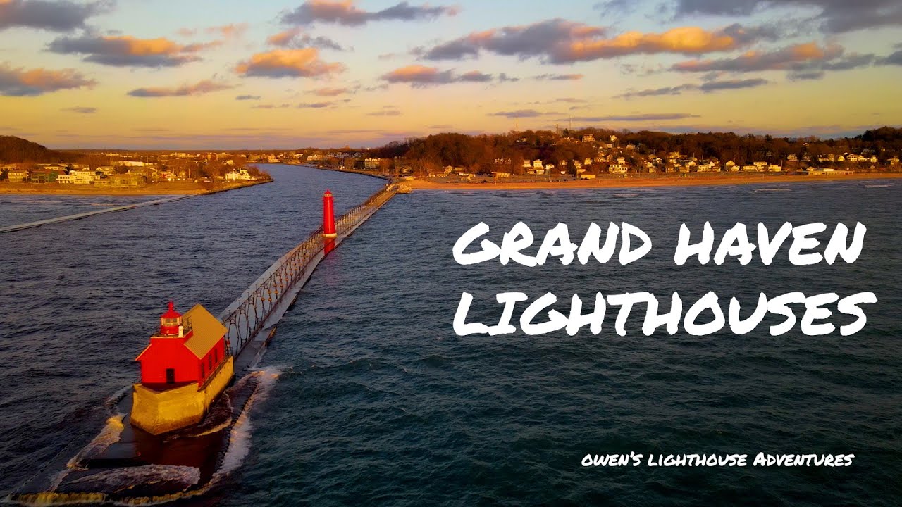 Grand Haven Lighthouses! Awesome 4K aerial video and sunset hyperlapses!