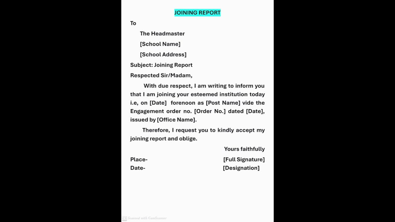 Joining Report Format/How to write Joining Report/Joining Report for School Teacher #joining_letter