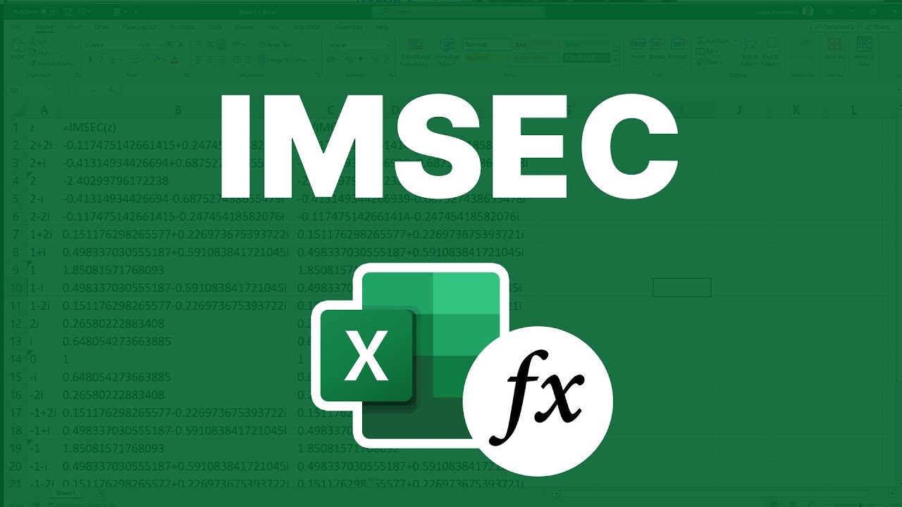 Secant of a Complex Number - Excel IMSEC Function