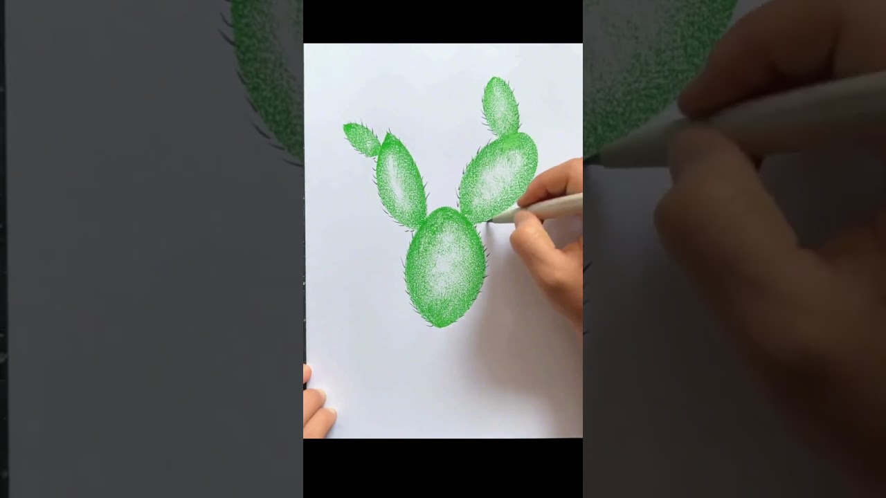 Cactus Plant Drawing #shorts #art #satisfying #painting #ytshorts