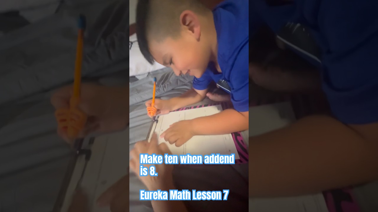 How to make ten when one addend is 8 with Eureka Math homework 📚 in 1st grade.