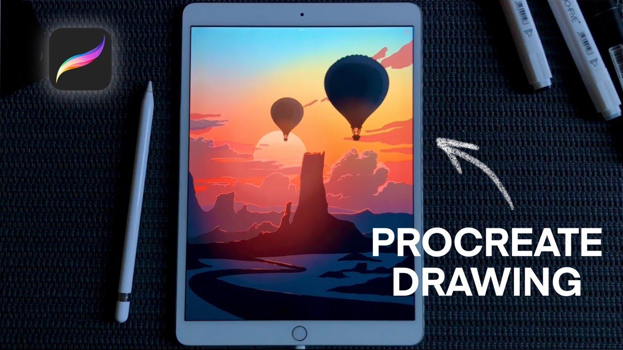 Aerostats at Sunset: Procreate Drawing Process