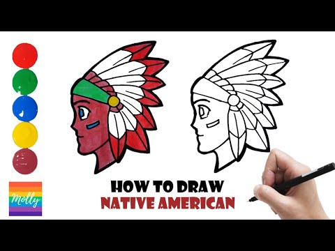 Native American - Drawing and Coloring tutorial for Kids and Toddlers