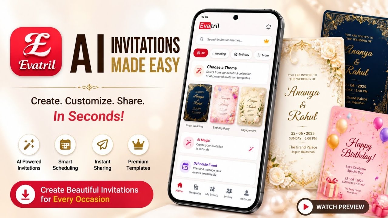 Create Stunning AI Invitation in Seconds | Evatril App