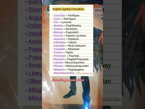 Vocabulary Words with their meanings Tagalog English Translation #educationalvideo Educational