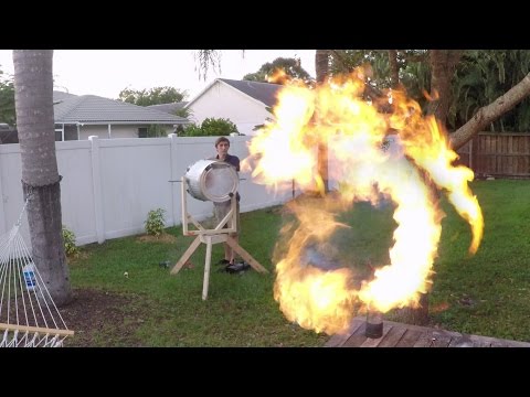 Homemade Propane Vortex Cannon Shoots Donuts of Fire
