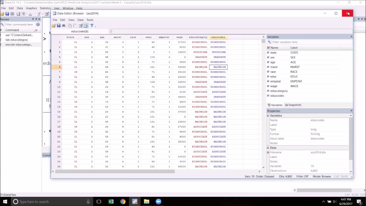 Categorical Variables in Stata