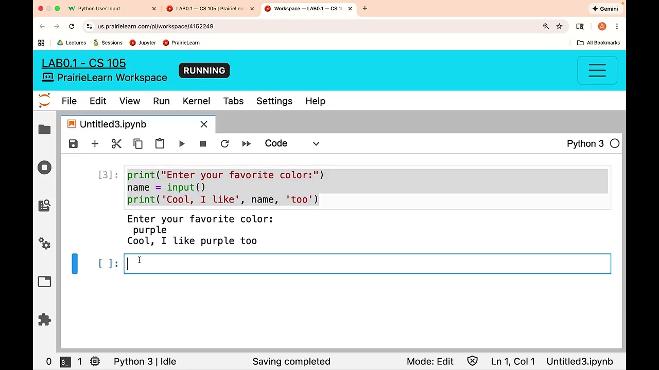 User input in Python (CS105 at UIUC)
