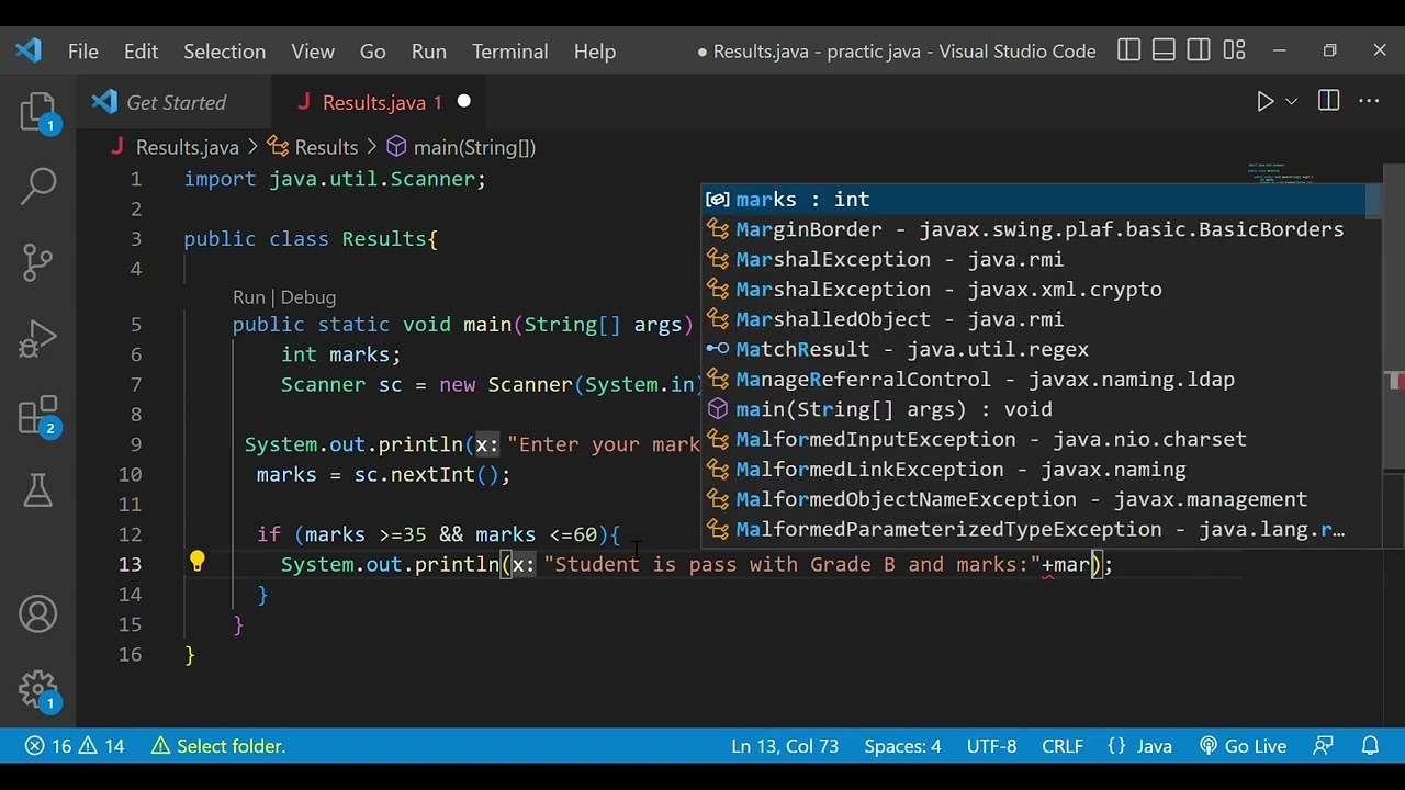 Java program for exam results | grading system | using else if representation. @The Bro Code