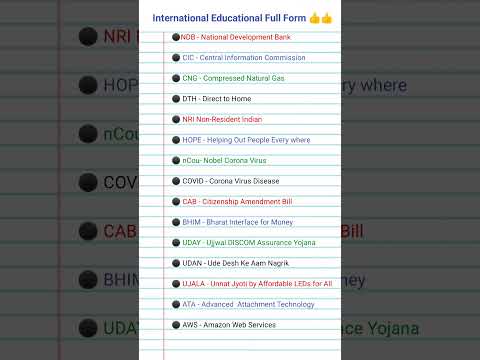 INTERNATIONAL educational full form👍👍COVID,UDAN, DTJ,NDB,etc. #fullform #knowledge #shorts #trending