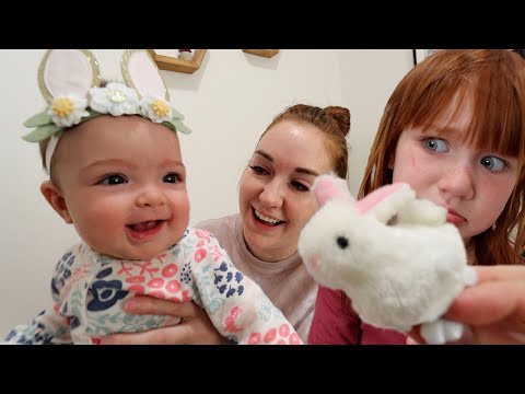 BABY BUNNY for NAVEY!! Easter Morning Surprise! finding hidden eggs! coloring egg crafts with Adley