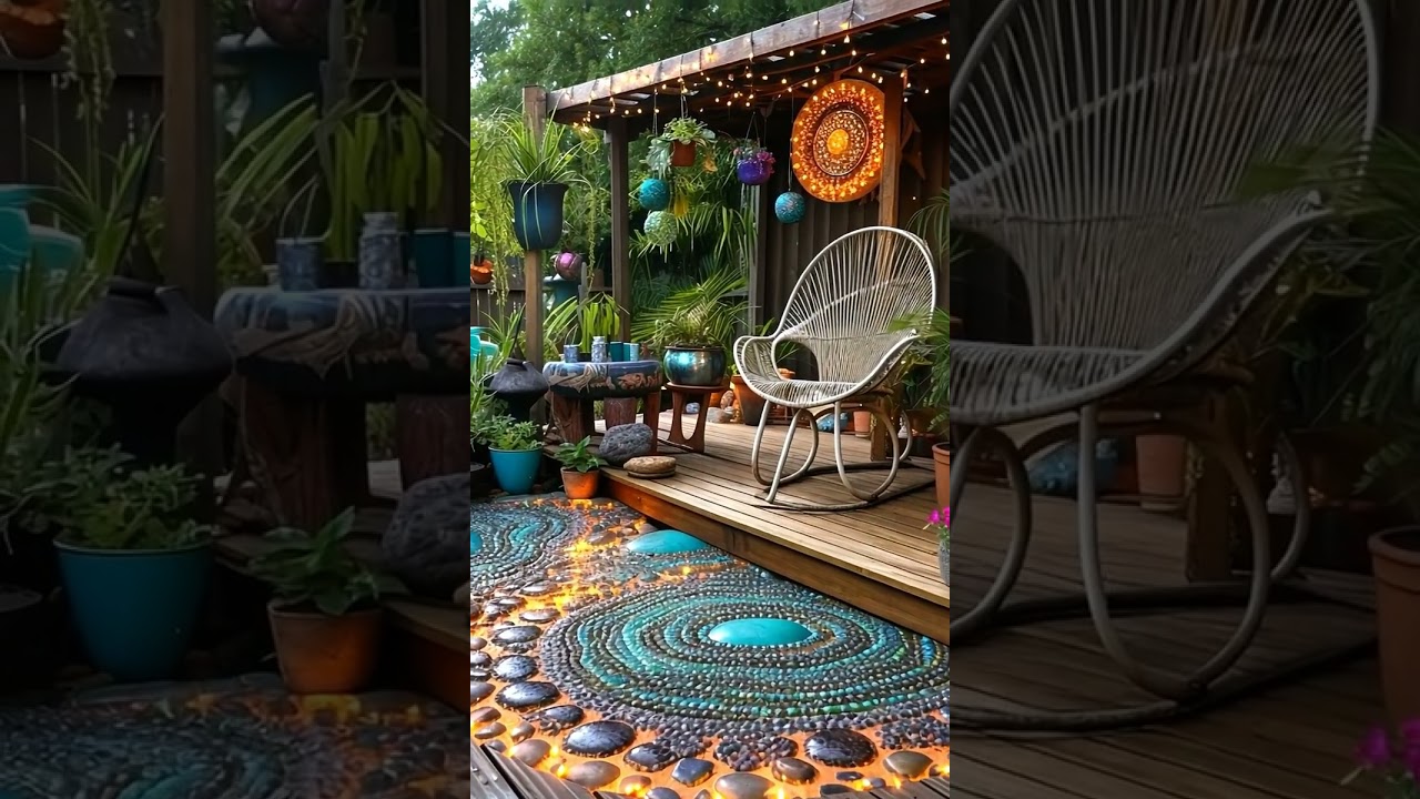 Bohemian Hippie style outdoor garden patio deck