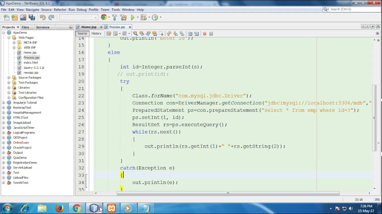 Ajax tutorial with Database using JSP