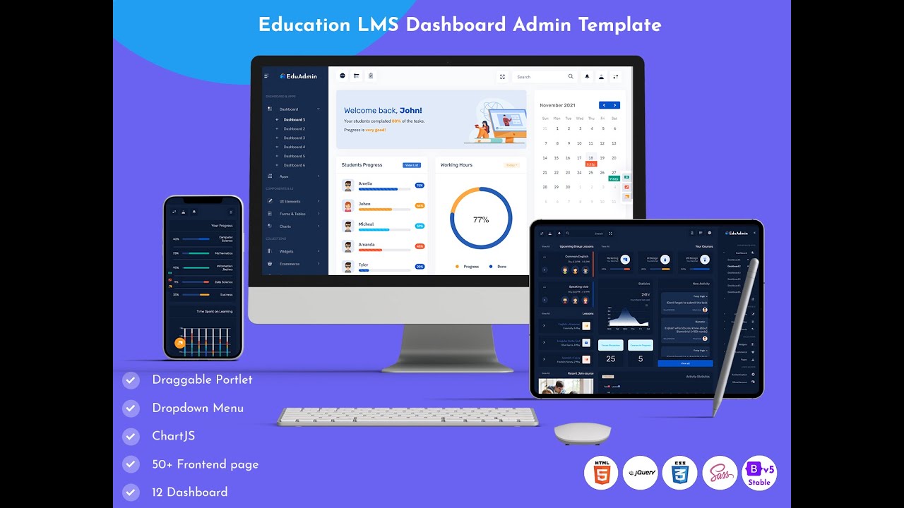 Education Dashboard Template learning Management System Bootstrap 5 UI Kit