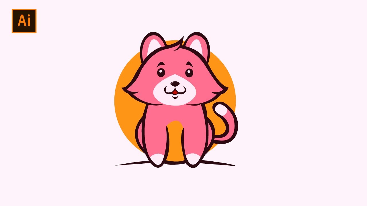 How To Design Flat Cat Vector Design Illustration | Adobe Illustrator Tutorial