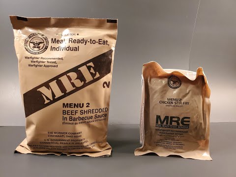 2024 US MRE Chicken Stir Fry & 2023 BBQ Beef Review Menu 2 Ration Tasting Test Comparison