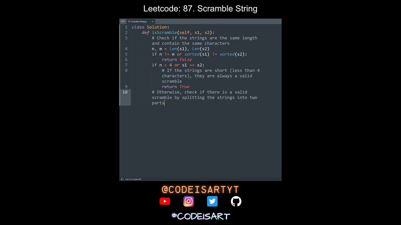 Leetcode 87. Scramble String in Python | Python Leetcode | Python Coding Tutorial | Python Code ASMR