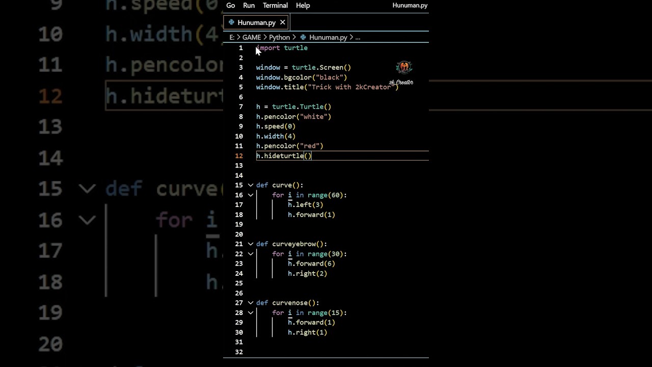 Draw Jai Hanuman Using python turtle animation #hanuman #python